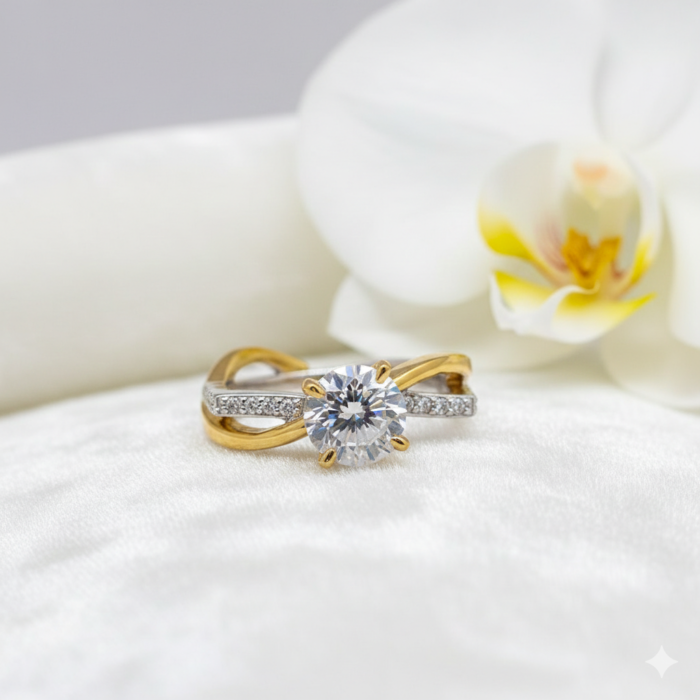 Two-Toned Twisted Shank Diamond Engagement Ring – aurrvina.com